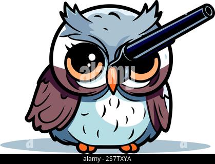 Owl with a gun in his hand. Cartoon vector illustration Stock Vector ...