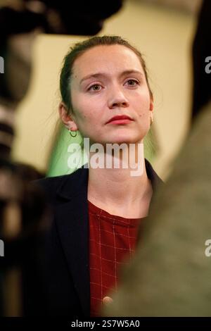 Brussels, Belgium. 20th Jan, 2025. Ecolo co-chairwoman Marie Lecocq ...