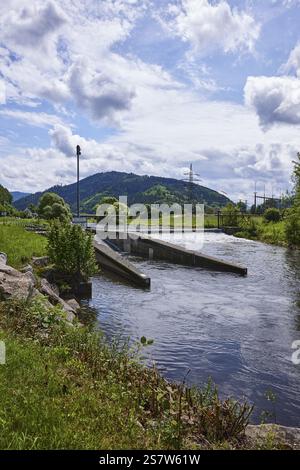 River Kinzig, weir, hydroelectric power plant power station, power ...