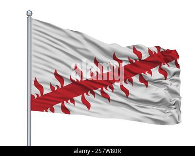 Mouscron City Flag On Flagpole, Belgium, Isolated On White Background ...