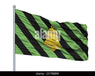 Buda Kasalova City Flag On Flagpole, Belarus, Isolated On White ...