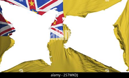 Niue city, capital of Alofi flag with a hole, white background, 3d ...