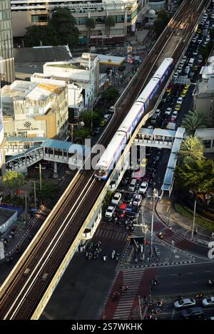 Aerial view of the BTS Sukhumvit line in Asok, Bangkok, Thailand Stock ...