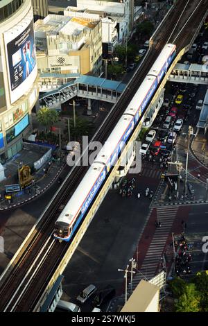 Aerial view of the BTS Sukhumvit line in Asok, Bangkok, Thailand Stock ...
