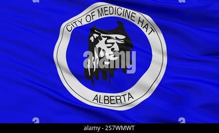 Medicine Hat City Flag On Flagpole, Canada, Alberta Province, Isolated ...