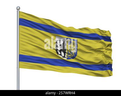 Quezon City Flag On Flagpole, Country Philippines, Isolated On White ...