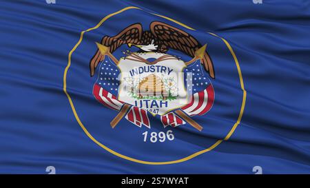 Flags of the states of USA. State of Utah flag. 3D illustration. Set of ...