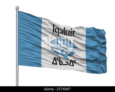 Iqaluit City Flag On Flagpole, Canada, Nunavut Province, Isolated On ...