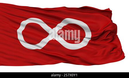 Metis Red Indian Flag On Flagpole, Isolated On White Background Stock ...