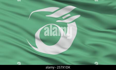 Maniwa City Flag, Japan, Okayama Prefecture, Closeup View Stock Photo ...