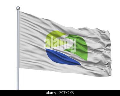Kuki City Flag On Flagpole, Japan, Saitama Prefecture, Isolated On ...