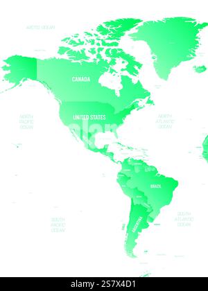 Americas map. High detailed political map of North and South America ...