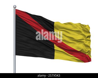 Fontaine Leveque City Flag On Flagpole, Belgium, Isolated On White ...