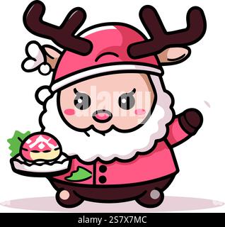 Sushi with gift, illustration, vector on white background Stock Vector ...