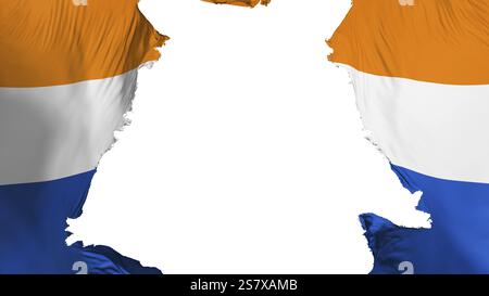 Ripped Albany city, capital of New York state flying flag, over white ...