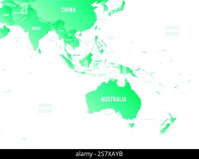 Australia and Southeast Asia map. High detailed political map of ...