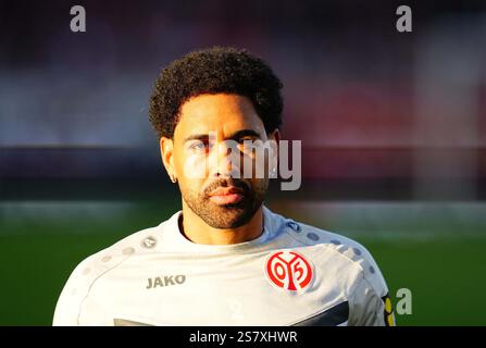 January 19 2025: Phillipp Mwene of 1.FSV Mainz 05 looks on during a 1 ...