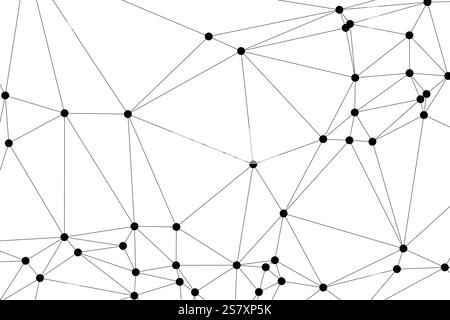 Abstract Polygonal Mesh with Black Nodes and Thin Lines, Creating a Minimalist Geometric Network ...