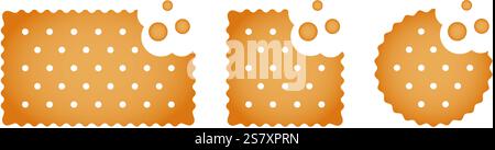 Set of crackers. Sweet or salty biscuit cookies in round, square and ...