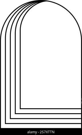 Concentric arch frame in trendy y2k, art deco or bohemian style ...