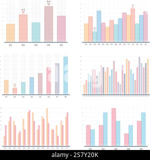 Set of blue transparent bar graphs, business infographics, vector eps10 ...