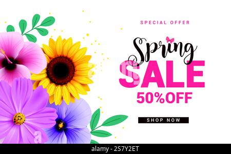 Spring Sale clipart banner design. Spring Sale special offer promo with ...