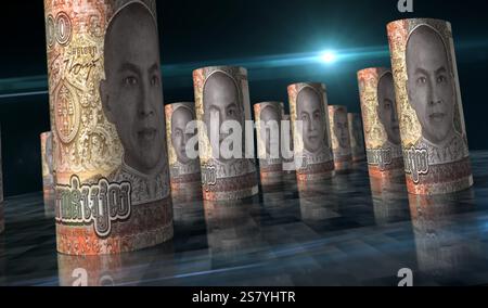 Cambodia money Cambodian riel money rolls 3d illustration. 2000 KHR ...