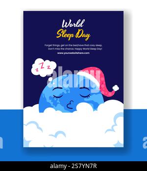 Happy Sleep Day Vertical Poster Flat Cartoon Hand Drawn Templates ...