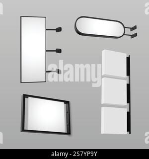 Signage mockup collection - wall mounted rectangular displays with ...