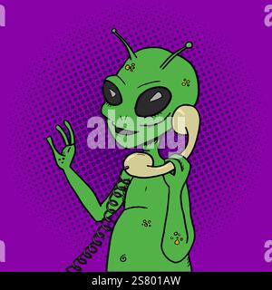 Alien talking phone pop art style vector Stock Vector Image & Art - Alamy