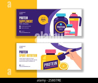 Protein Supplement Social Media Post Template with Hand-Drawn Cartoon ...