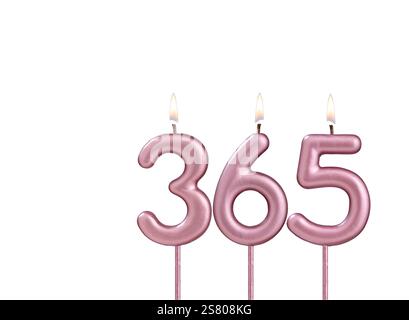 Three candles forming the number 365 - Yellow background Stock Photo ...