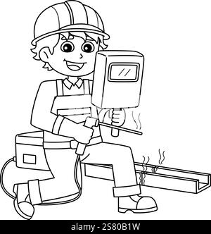 Welder Isolated Coloring Page for Kids Stock Vector Image & Art - Alamy