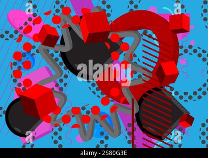 Busy geometric elements poster design. Multicolored geometrical graphic ...