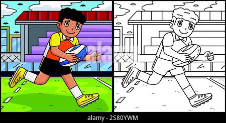 Rugby Coloring Page Colored Illustration Stock Vector Image & Art - Alamy
