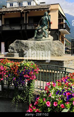The bronze statue of Michel Gabriel Paccard, alpinist and botanist, in ...
