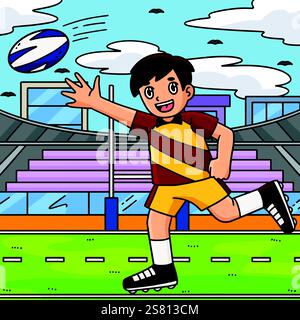 Rugby Player Chasing the Ball Cartoon Clipart Stock Vector Image & Art ...