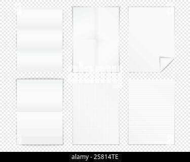 Different A4 format paper - folded paper, paper with curl, paper with ...