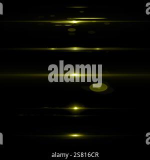 Lens flares for photography and anamorphic lens flare. Set of beautiful ...
