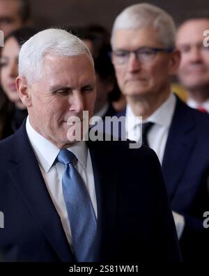 Mike Pence attends the presidential inauguration of Donald Trump at the ...