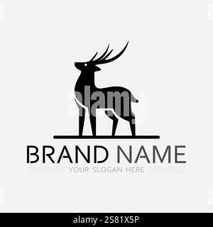 Deer Antlers Logo Template Illustration Design Stock Vector Image & Art ...