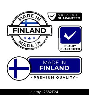 Badge bundle made in Finland label icon emblem isolated on white ...