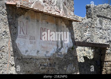 Historic street of Ancient roman shops in the city of Pompeii Italy ...