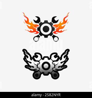 machine engine and heavy equipment logos design icon sign vector ...