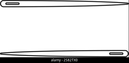 Two sewing needles facing opposite directions forming a border with ...