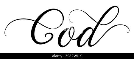 God - calligraphic inscription on a white background. Vector ...