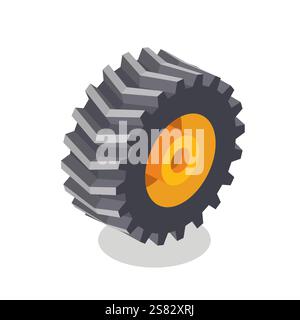 Isometric tractor wheel. Vector illustration. Icon isolated on white ...