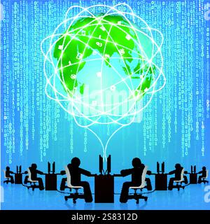 Global network technology template vector in dark blue tone Stock ...