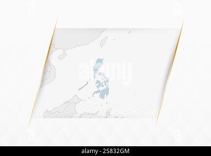 Philippines Map in Blue with Gold Framed Accents. Modern Vector Map of ...
