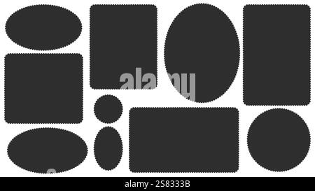 Scallop edged frame templates set. Oval and irregular brutalist shapes ...